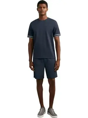 REISS Angus Textured Drawstring Shorts - Navy