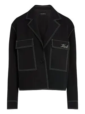 Karl Lagerfeld Contrast-stitching Blazer - Black