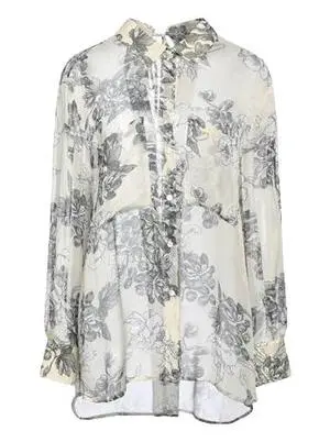 SEMICOUTURE Crepe Floral-print Long Shirt - White