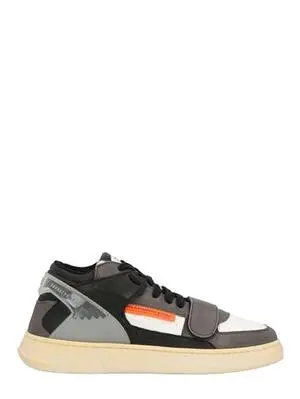 RUN OF Leather High-top Sneakers - Grey
