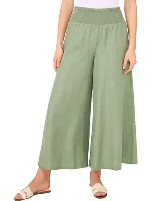 Vince Camuto Smocked Waist Crop Wide Leg Pants - Eucalyptus