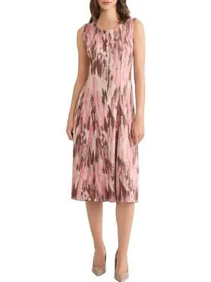 Misook Brushstroke Jacquard Sleeveless Dress - Honey Suckle/ Charmeuse/ Multi