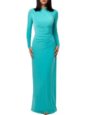 Naked Wardrobe Overlay Long Sleeve Body-con Maxi Dress - Turquoise
