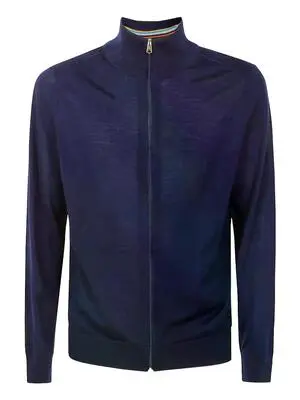 Paul Smith High-neck Zip-front Cardigan - Blue