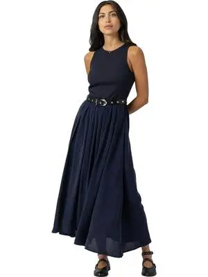 SAINT + SOFIA Renee Contrast A-Line Dress Blue