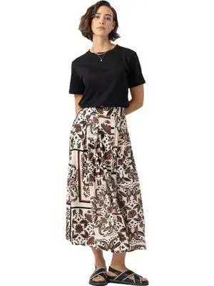 SAINT + SOFIA Eliza Pleated Skirt - Cream Paisley