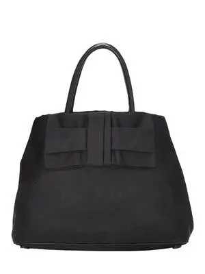 Prada Tessuto Convertible Bow Handbag - Black