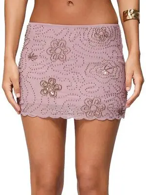 EDIKTED Astrid Beaded Mini Skirt - Mauve