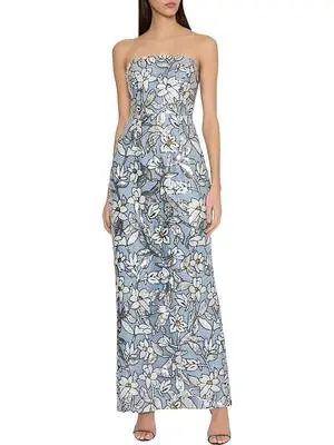 MILLY Magnolia Floral Sequins Maxi Dress