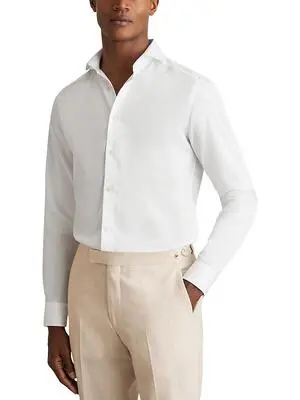 REISS Storm Slim Fit Button Front Shirt - White