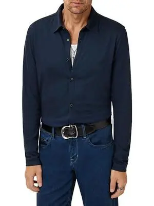 John Varvatos Caserta Regular Fit Button Front Shirt - Midnight