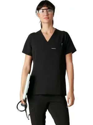 MEMBERS ONLY Siena 5-Pocket V-Neck Scrub Top Black