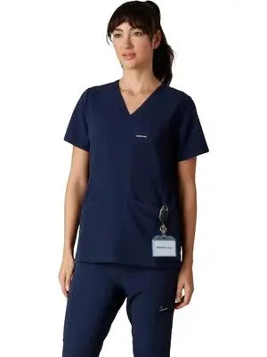 MEMBERS ONLY Siena 5-Pocket V-Neck Scrub Top Navy