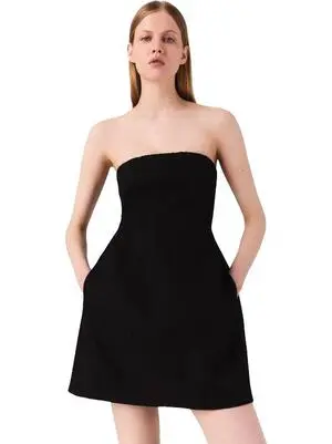 Maje Mini Strapless Linen Dress - Black