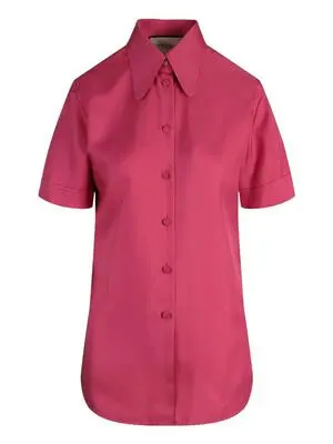 Gucci Short Sleeve Collared Blouse - Pink