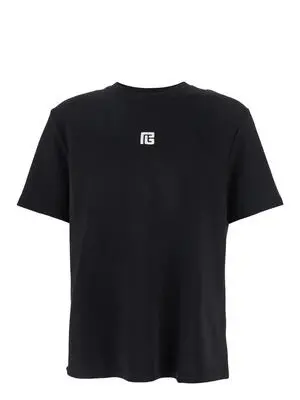 Balmain Logo-embroidered Crew-neck T-shirt - Black