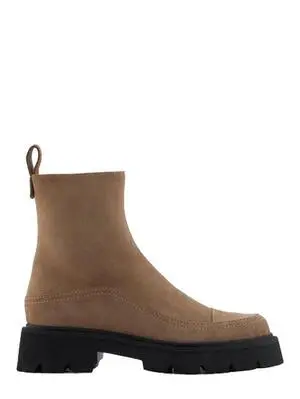 Emporio Armani Icon Suede Ankle Boots - Natural