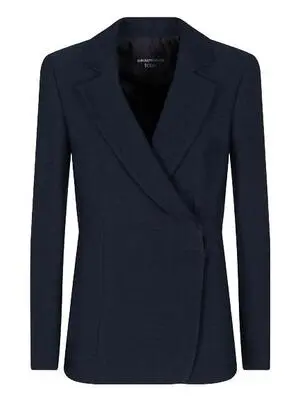 Emporio Armani Icon Blazer In Flowing Armure Fabric - Blue