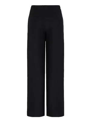 Emporio Armani Textured Jersey Palazzo Trousers - Black
