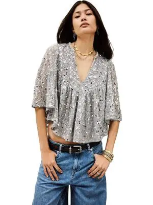 Ba&sh Ba&sh Cara Sequin Top Gray