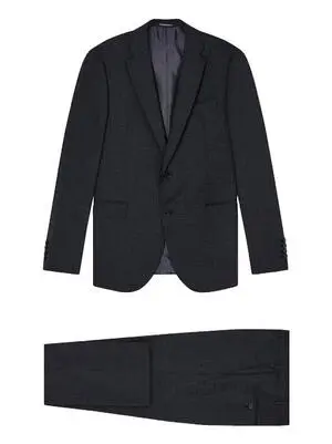 Emporio Armani Single-breasted Suit Made Of Tropical Light Wool With A Check Motif - Natural