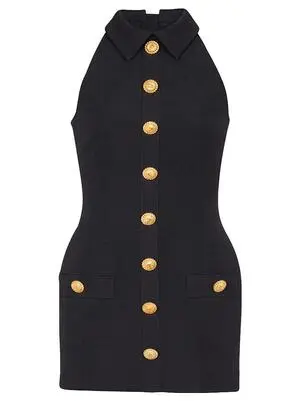 Balmain Body-con Buttoned Mini Dress - Black