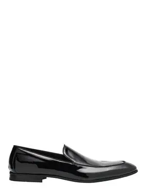 Bergdorf Goodman Piped Patent Leather Venetian Loafers - Black