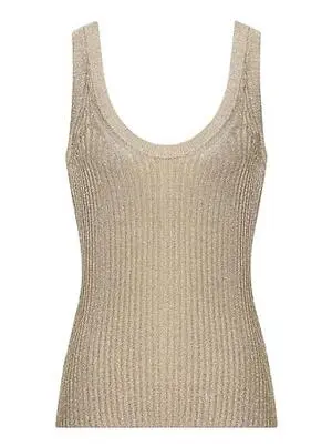 REISS Metallic Knitted Top - Gold