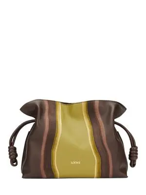 Loewe Flamenco Clutch Bag In Nappa Leather Chocolate Light Moss