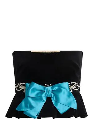 Valentino Garavani Strapless Embroidered Velvet Peplum Top - Multi