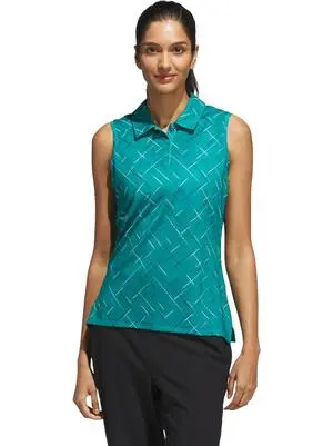 Adidas Ultimate365 Printed Sleeveless Polo Shirt - Pure Teal