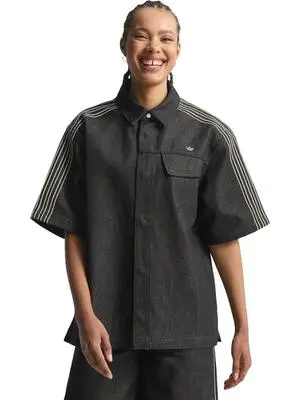 Adidas Premium Essentials Denim Short-sleeve Shirt - True Black Denim
