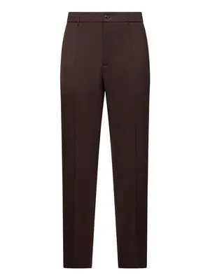 Moncler Wool Blend Gabardine Tailored Pants - Brown