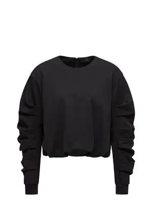 Moncler Cotton Interlock Pleated Sweatshirt - Black