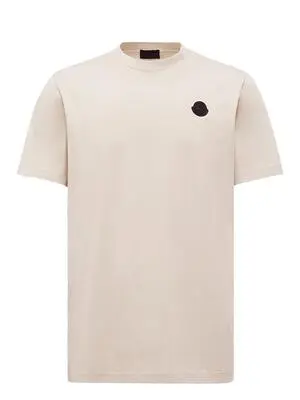 Moncler Logo Patch Cotton T-shirt - Beige