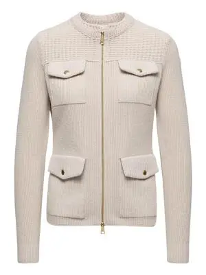 Moncler Padded Wool Zip-up Cardigan - White