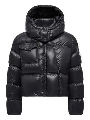 Moncler Erea Square-quilted Hooded Short Down Jacket - Black