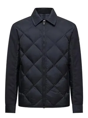 Moncler Aiguille Diamond-quilted Down Shirt Jacket - Blue
