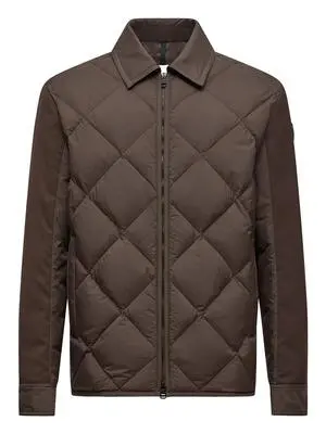 Moncler Aiguille Diamond-quilted Down Shirt Jacket - Brown