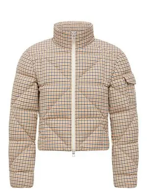 Moncler Keros Diamond-quilted Wool Blend Short Down Jacket - Beige