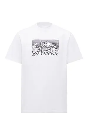 Moncler Mountain Logo Cotton T-shirt - White
