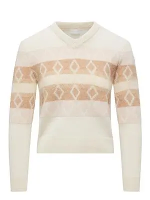 Moncler Wool Jacquard V-neck Sweater - Multicolor