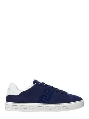 Versace Embroidered La Greca Sneakers - Navy/white