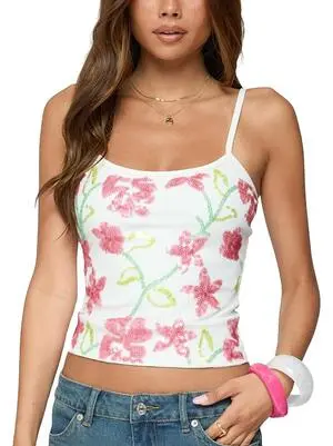 EDIKTED Beaded Floral Embroidered Tank Top - Mix