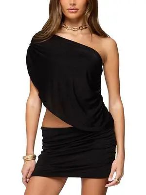 EDIKTED One Shoulder Cutout Mini Dress - Black