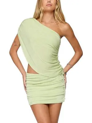 EDIKTED One Shoulder Cutout Mini Dress - Green