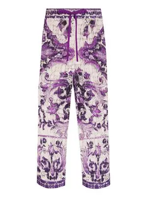 Dolce & Gabbana Majolica-print Crochet Lace Trousers - Multicolor