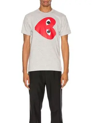 Play Comme Des Garcon Sideways Heart Logo Tee - Grey