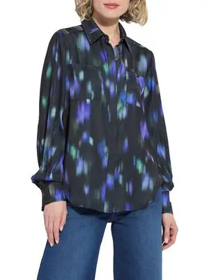 Lyssé Aitana Utility Pleat Button-up Shirt - Motion Blur Streak