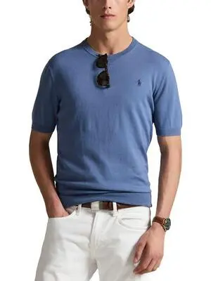 Ralph Lauren Short Sleeve Cotton Crewneck Sweater - Capri Blue